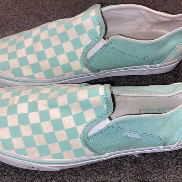 Vans | Shoes | Light Blue Checkered Vans | Poshmark